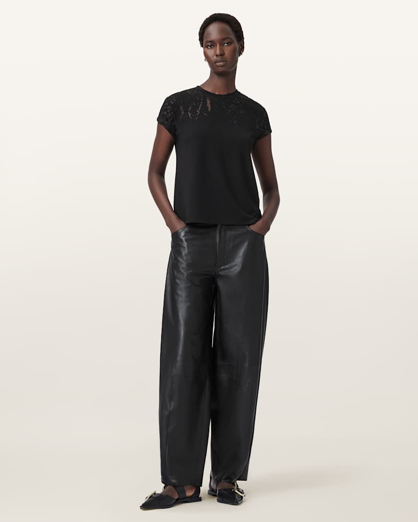 Anna Snake Print Devore T-Shirt Black | ALLSAINTS